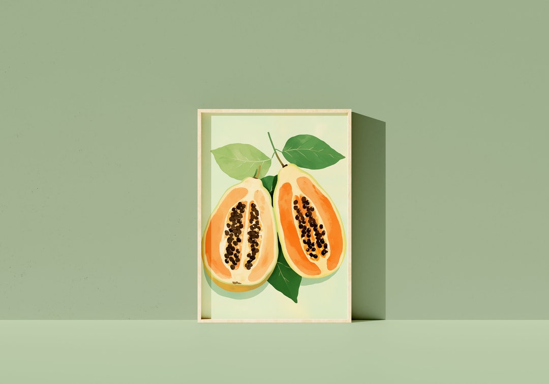 Papaya Art, Watercolor Papayas for Your Kitchen Wall, Papaya ...