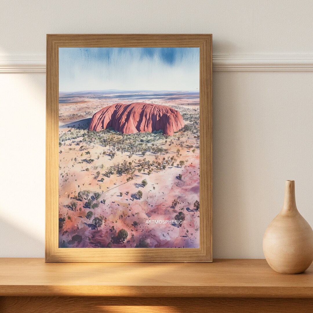 Iconic Australian Landmark, Uluru, Australian Watercolour Painting ...