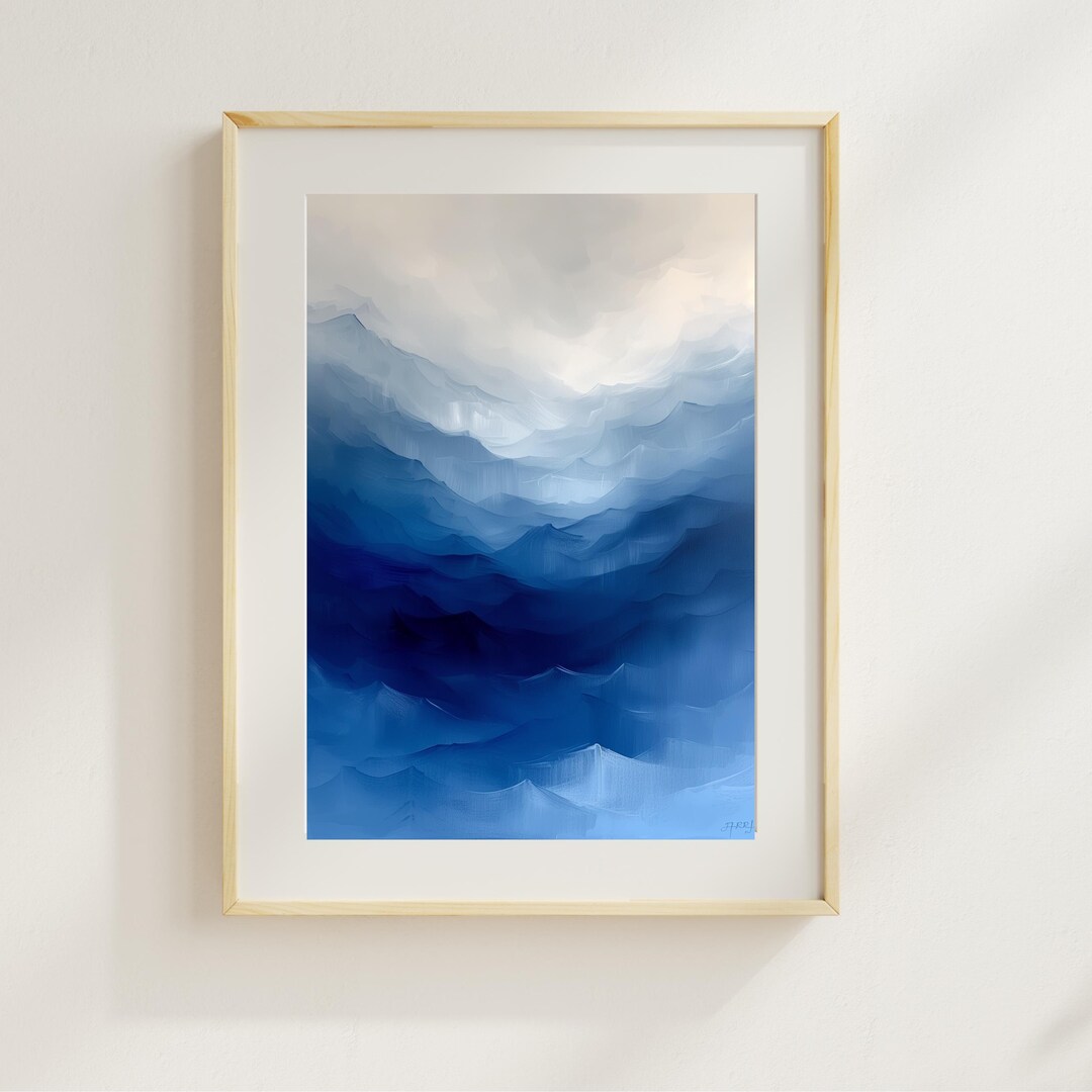 Seascape, Choppy Waters, Rough Seas, Digital Painting, Shades of Blue ...