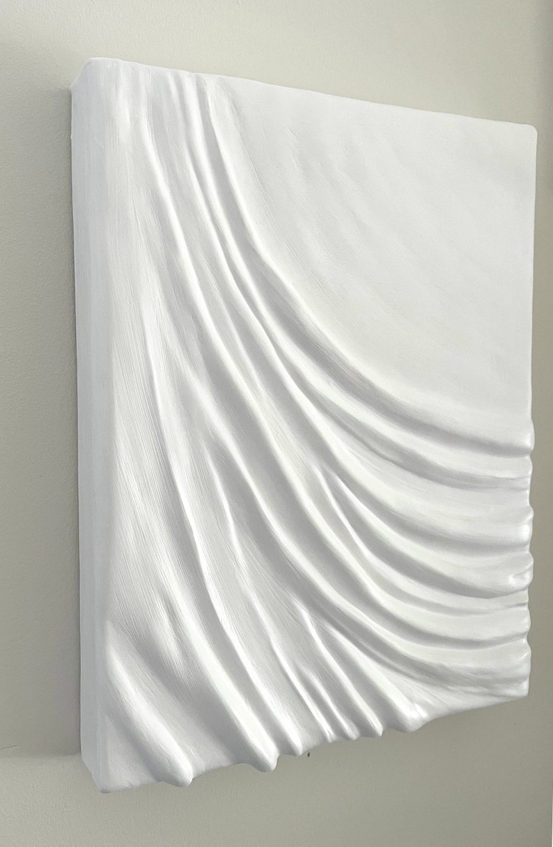 Plaster on Canvas , Sculptured Canvas, White Art, Texture Art, Drape ...