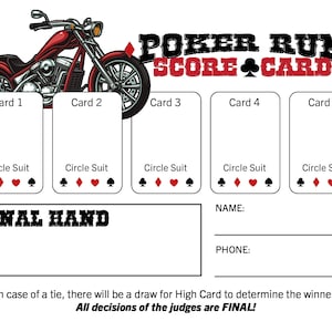 Poker Run Score Cards - Etsy