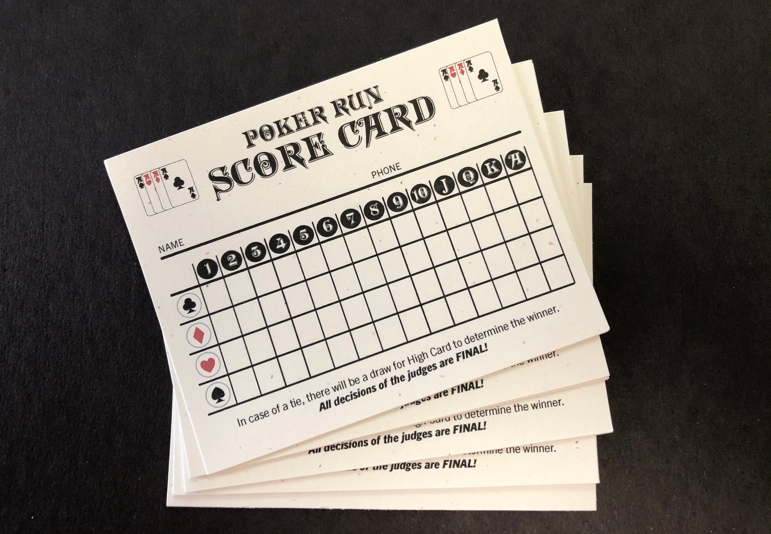 Poker Run Cards Printable Cards