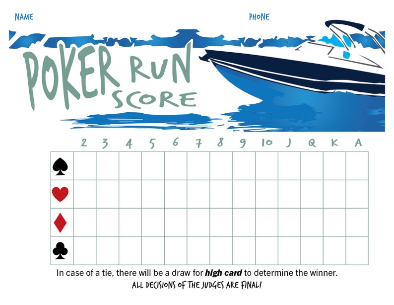 Poker Run Score Cards - Etsy
