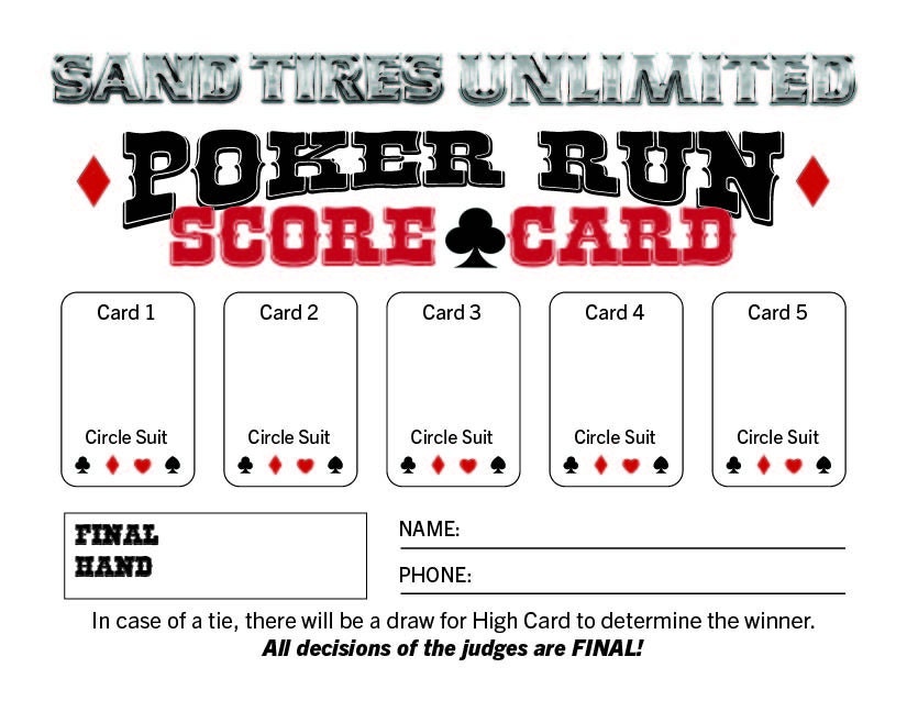 Custom Poker Run Score Cards - Etsy