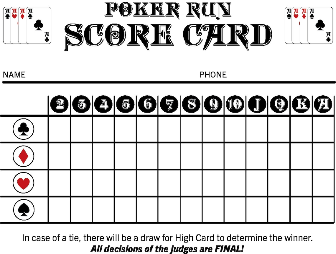 Poker Run Score Cards - Etsy