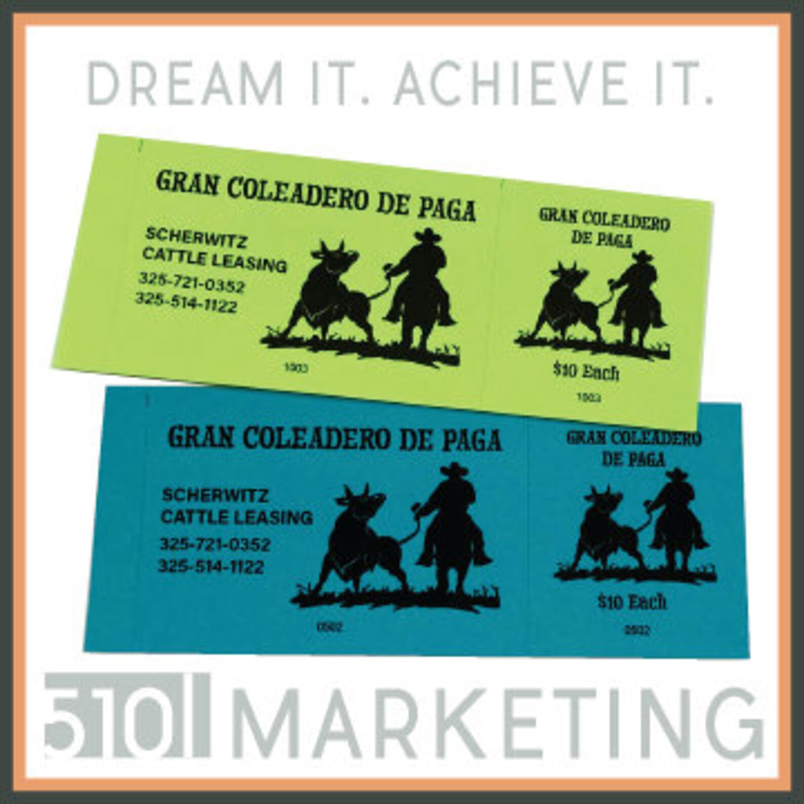 CUSTOM 2-part Standard Raffle Tickets; Numbered Both Sides - Black Ink ...