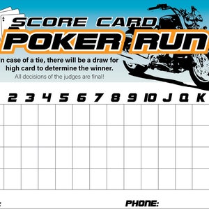 Poker Run Score Cards - Etsy