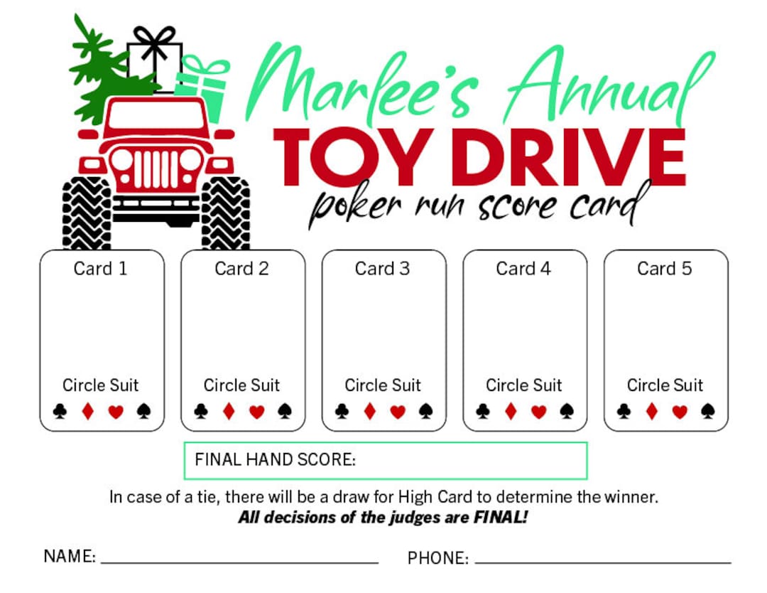 Custom Poker Run Score Cards - Etsy