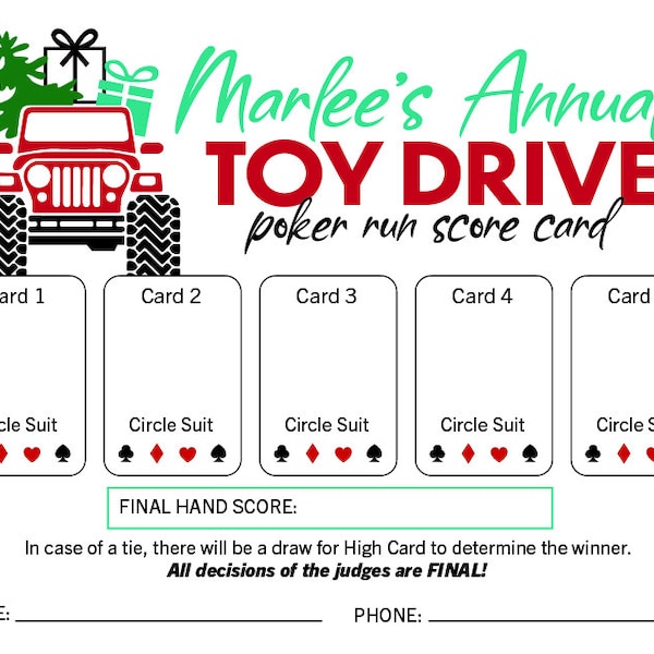 Poker Run Score Cards - Etsy