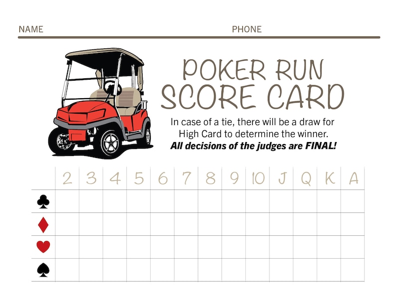 Poker Run Score Cards - Etsy
