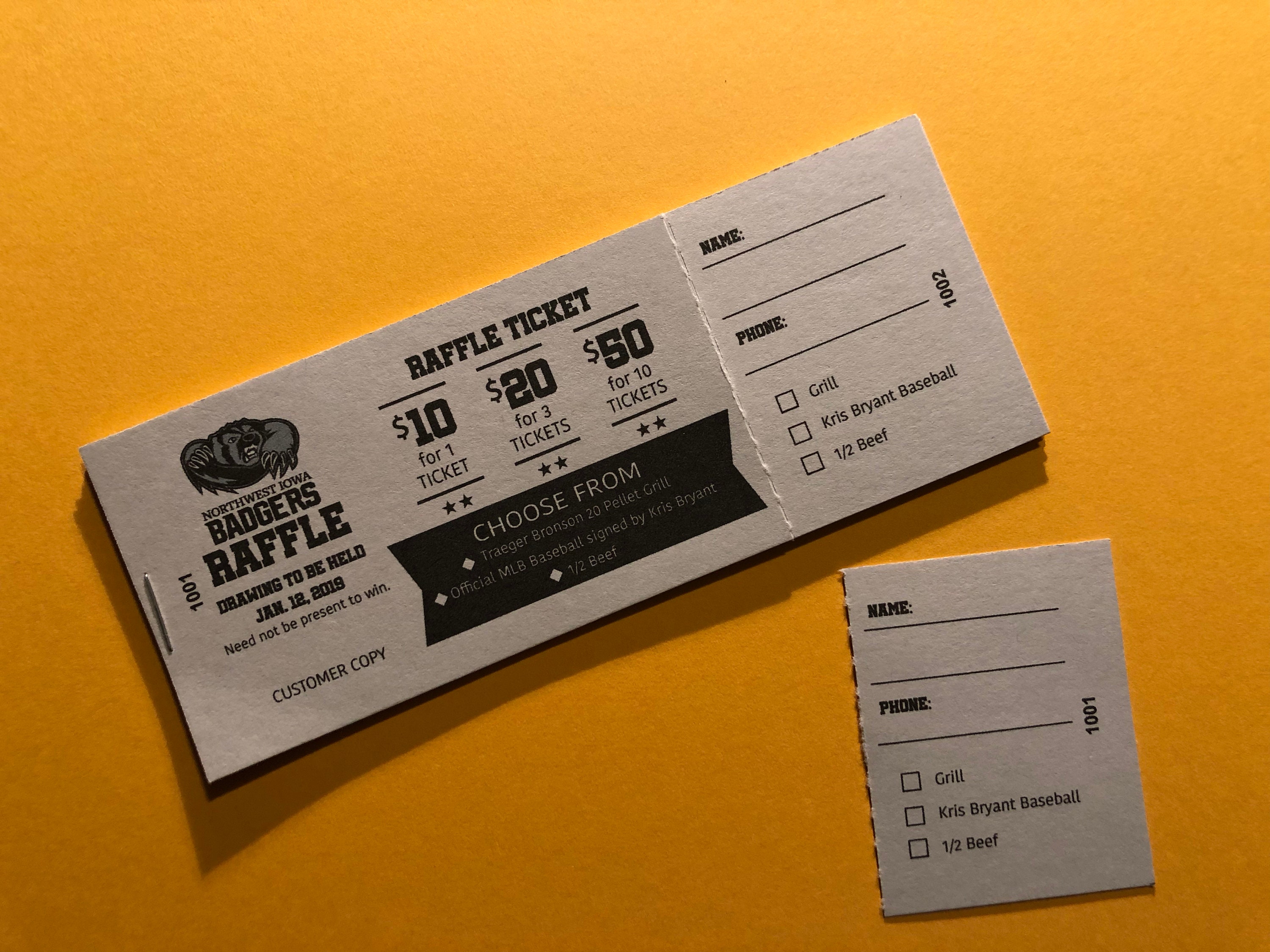 CUSTOM 2-part Standard Raffle Tickets Numbered Both Sides - Etsy