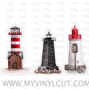 Sticker Set 24J | 3 Lighthouses | Waterproof Vinyl Sticker | Glitter ...