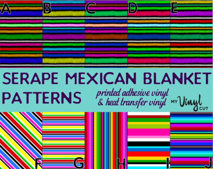 Serape Heat Transfer Vinyl, Mexican Serape Stripe Pattern HTV Blue ...