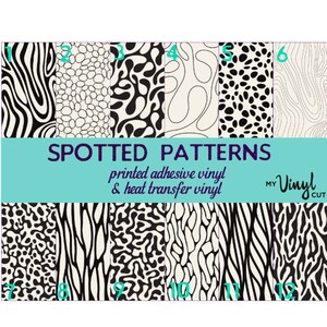 Printed Vinyl SPOTTED BLACK WHITE Patterns 12 X 12 Inch Sheet of Heat ...