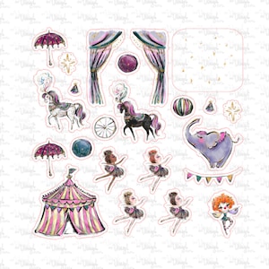 Set of Clings or Stickers CIRCUS Theme 12 X 12 Sheet Set of Window ...