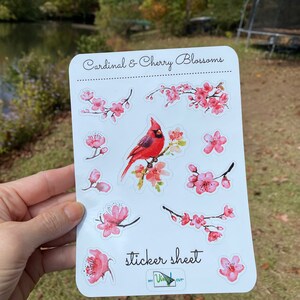 Sticker Sheet Set of Planner Stickers Watercolor Red Cardinal Bird ...