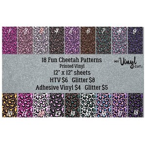 Printed Vinyl FUN CHEETAH Patterns 12 X 12 Inch Sheet of Heat Transfer ...