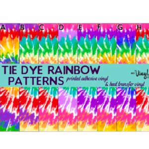 Printed Vinyl Tie Dye Rainbow Patterned Heat Transfer or Adhesive Vinyl ...