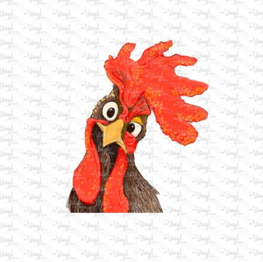 Sticker CL1 Crazy Rooster Chicken Transfer PRINTED Vinyl Sticker White ...