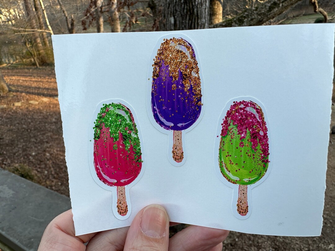 3 Ice Pops | 63F | Vinyl Sticker Waterproof | Window Cling | Glitter ...