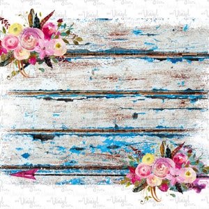 Digital File 3 Distressed Wood Backgrounds With Flowers PNG Instant ...