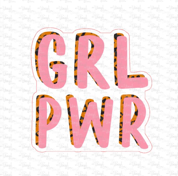 Sticker 1F GRL PWR Girl Power Pink and Leopard Print Decal - Etsy