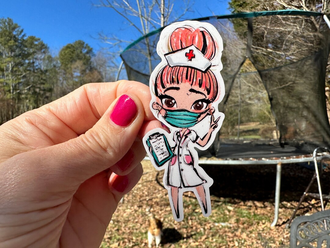 Nurse Pink Hair | 22C | Vinyl Sticker Waterproof | Window Cling ...