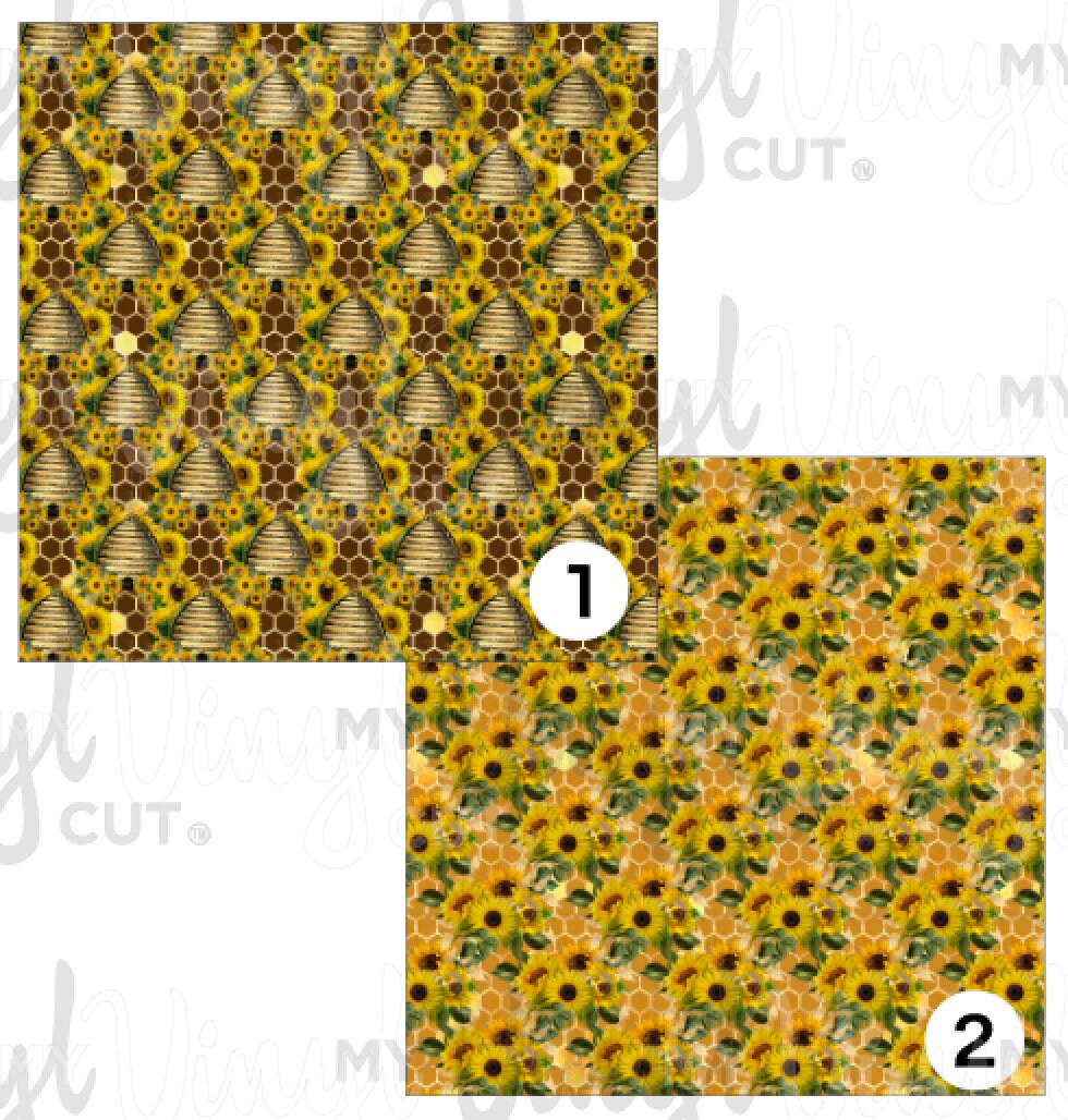 Printed Vinyl Sunflower and Bees Patterned HTV Heat Transfer Vinyl or ...