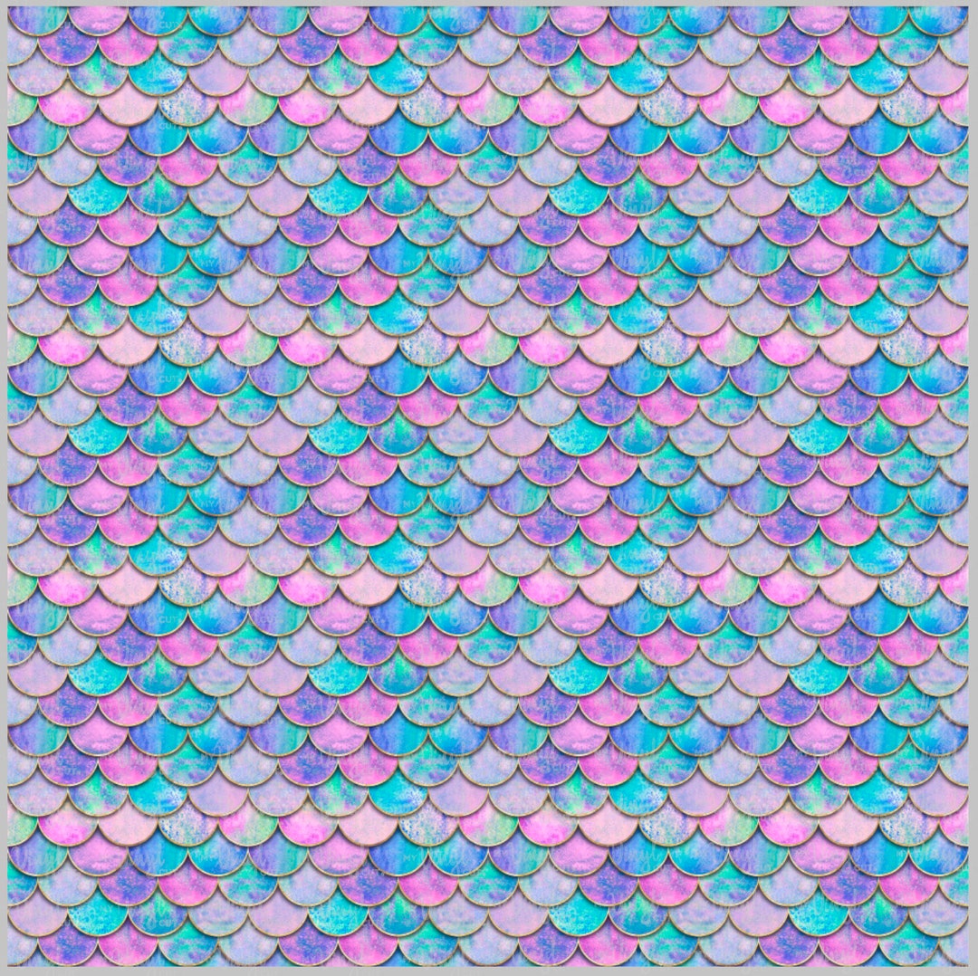 Printed Adhesive Vinyl Purple Mermaid Scales for Craft Cutters Vinyl ...