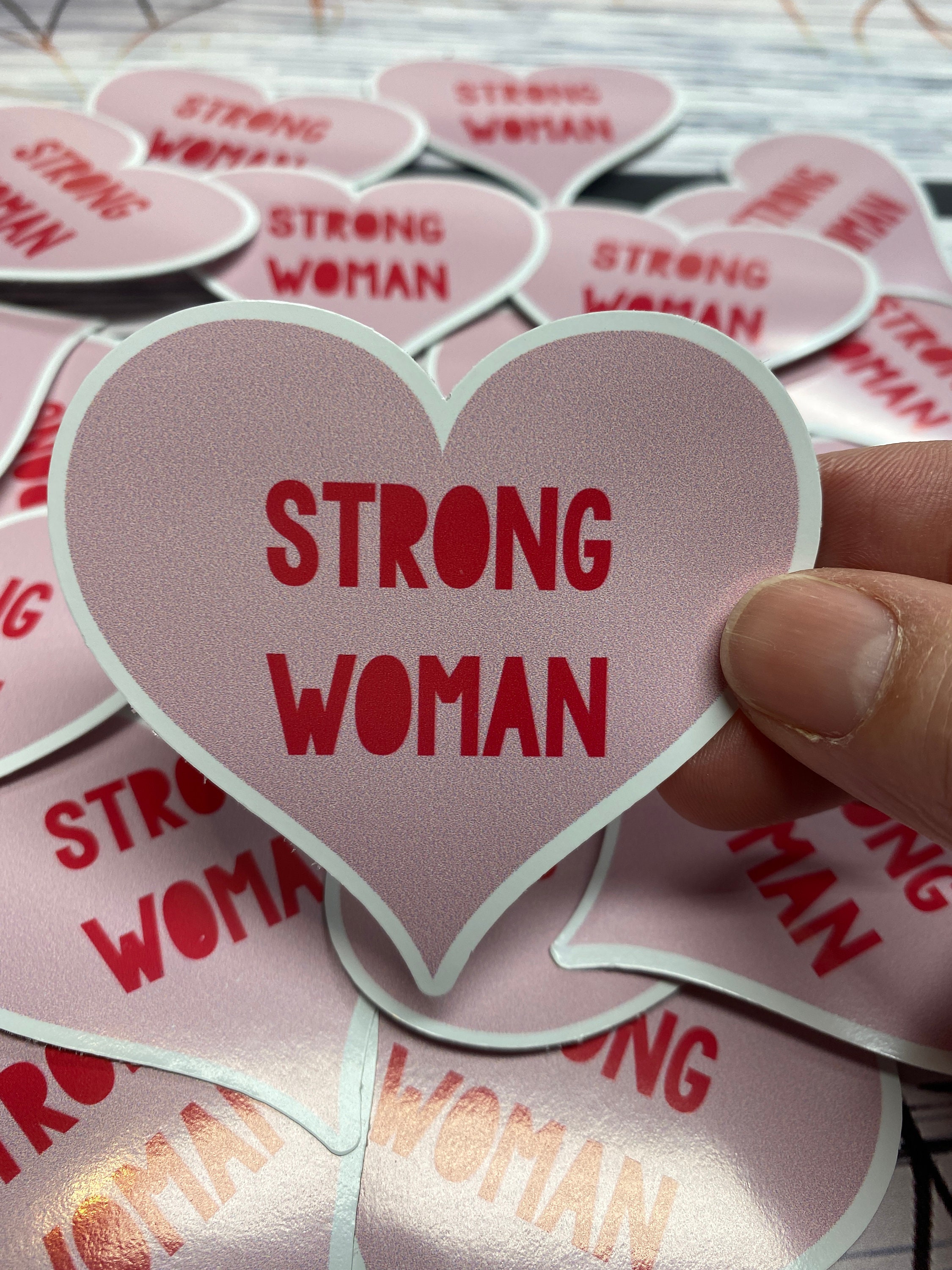 Mini Sticker 2 Strong Woman Pink Heart PRINTED vinyl | Etsy