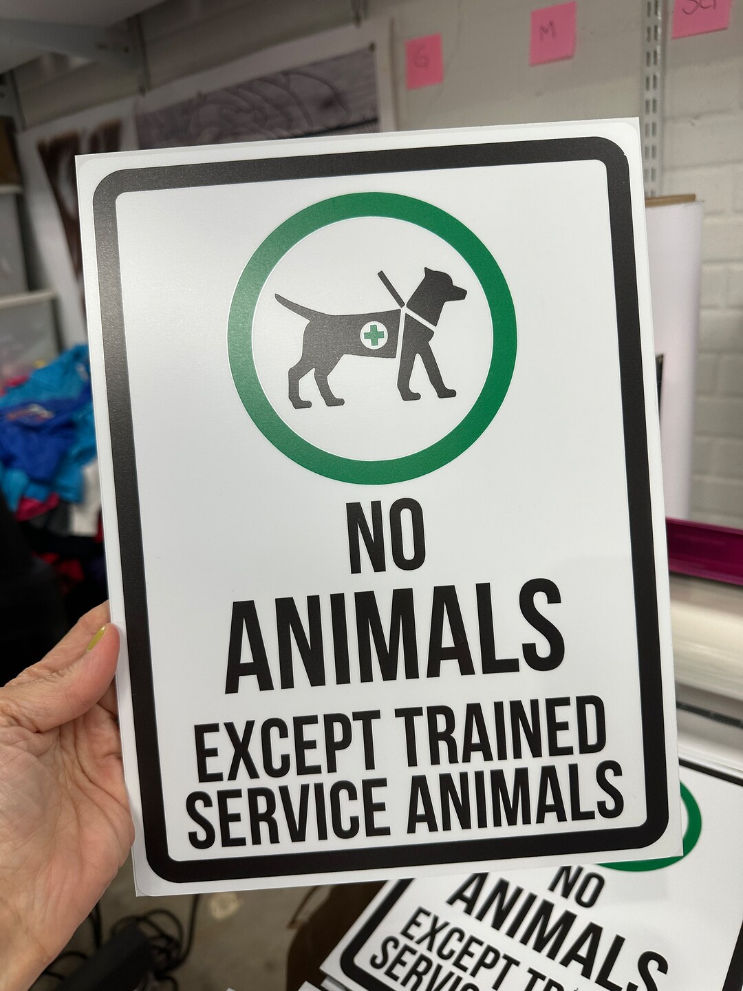 9 Inch by 12 Inch Metal Sign Attention No Animals Except Trained ...