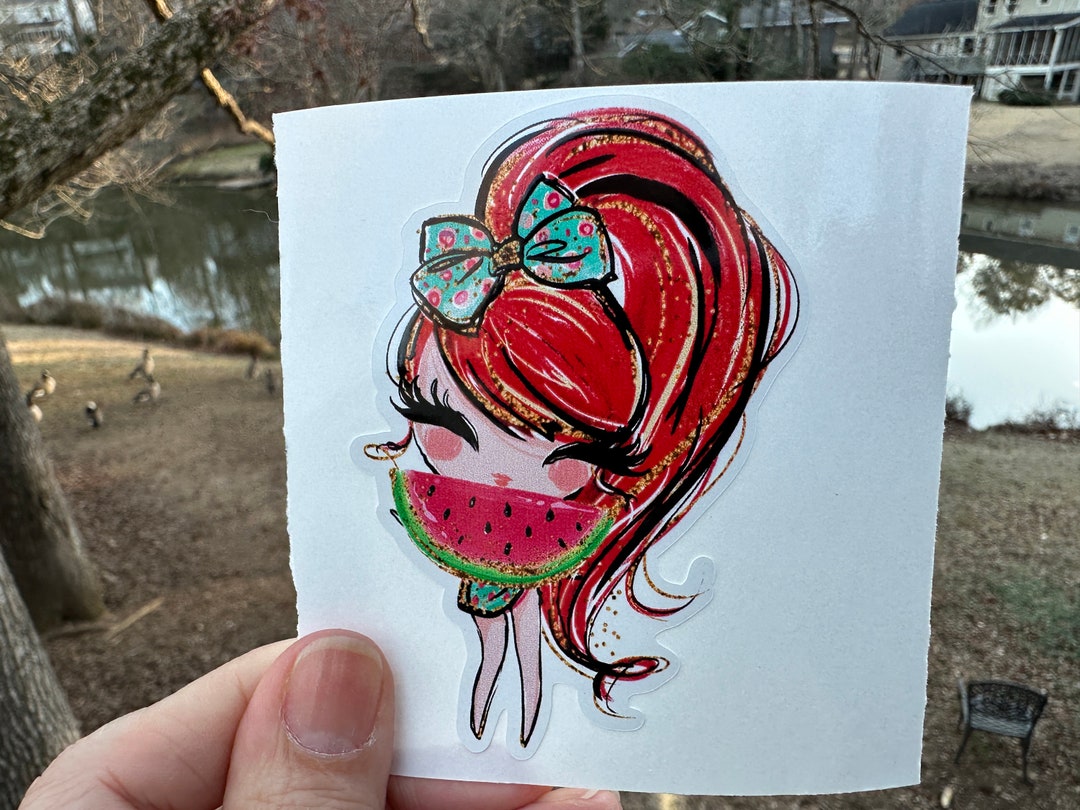 Watermelon Girl | 61I | Vinyl Sticker Waterproof | Window Cling ...