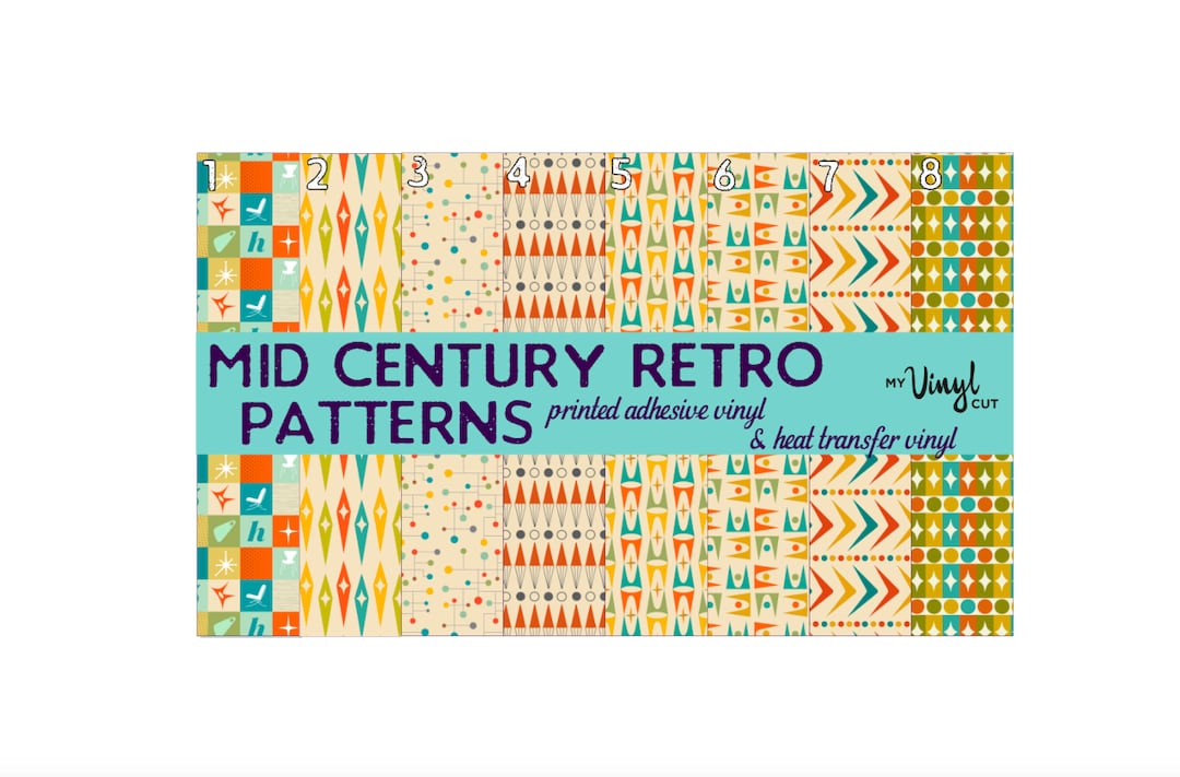 Retro Funky Vintage Mid-century Graphics Printed Patterned HTV Heat ...