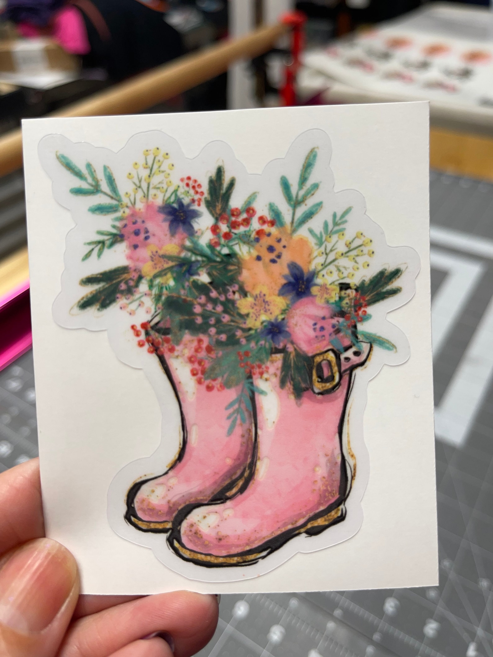 Sticker 3H Garden Boots With Flowers PRINTED Vinyl Sticker White ...