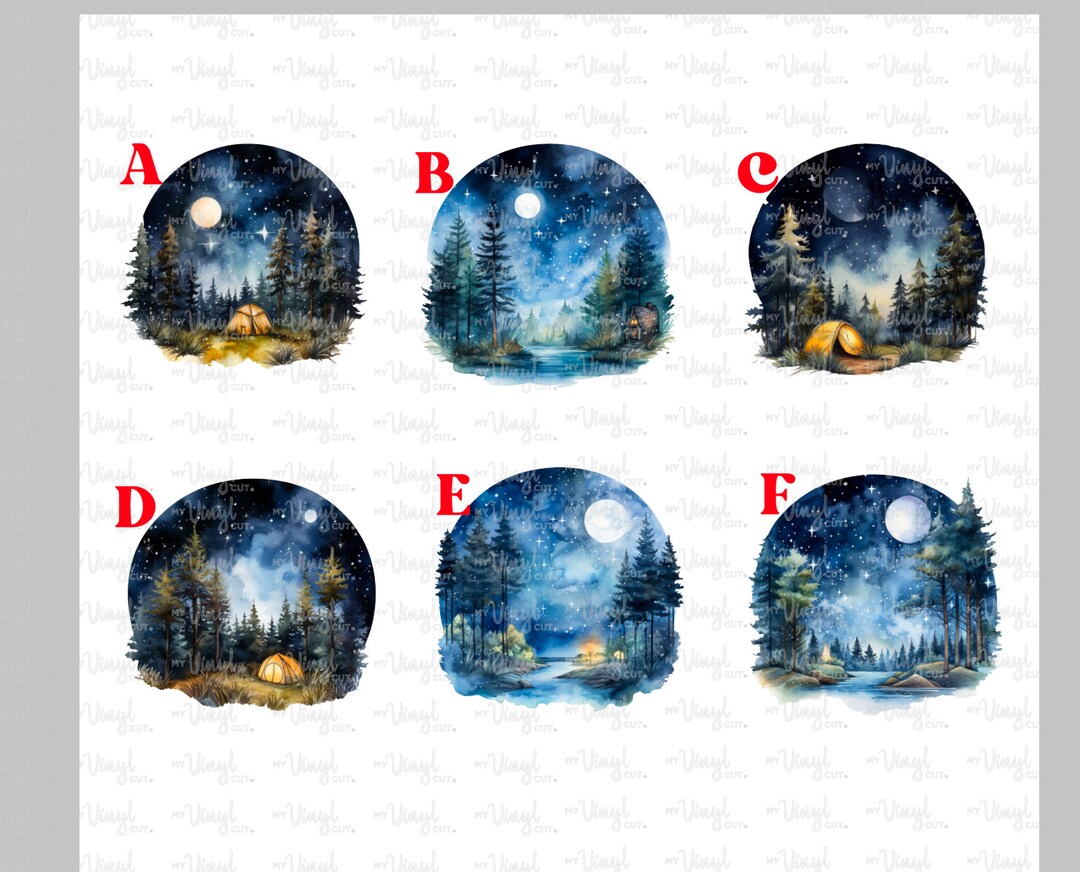 Vinyl Sticker Starry Night Scenes Waterproof Permanent Removable Window ...
