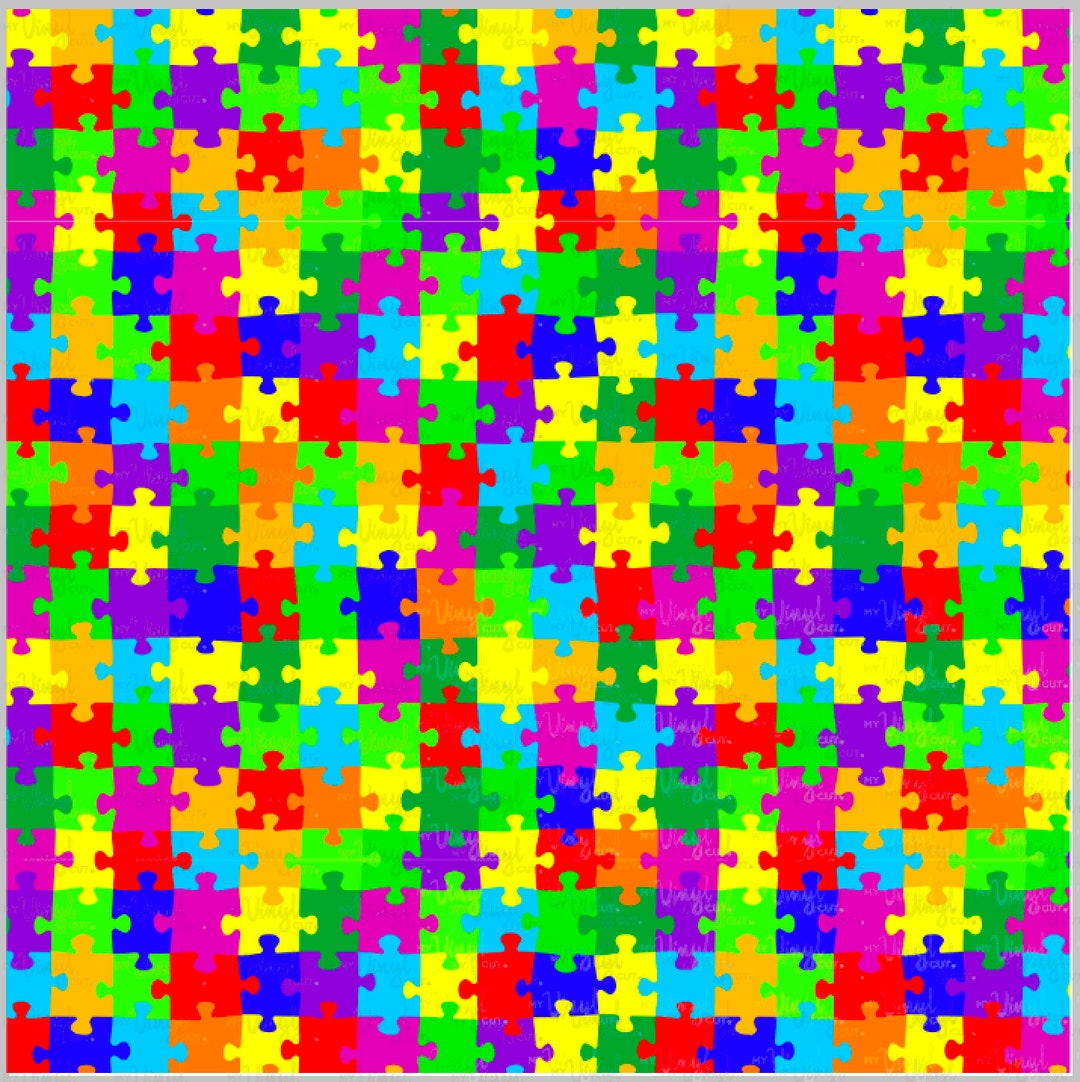 Multi Color Puzzle Piece Pattern Printed Heat Transfer Vinyl HTV for T ...