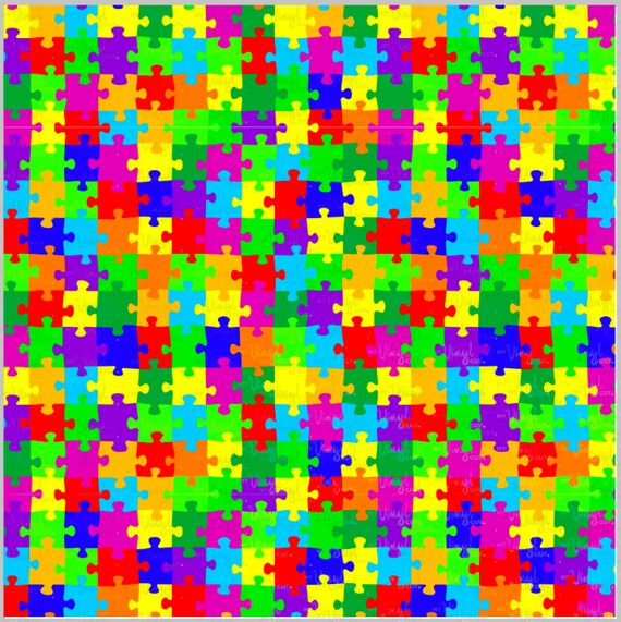 Multi Color Puzzle Piece Pattern Printed Heat Transfer Vinyl - Etsy