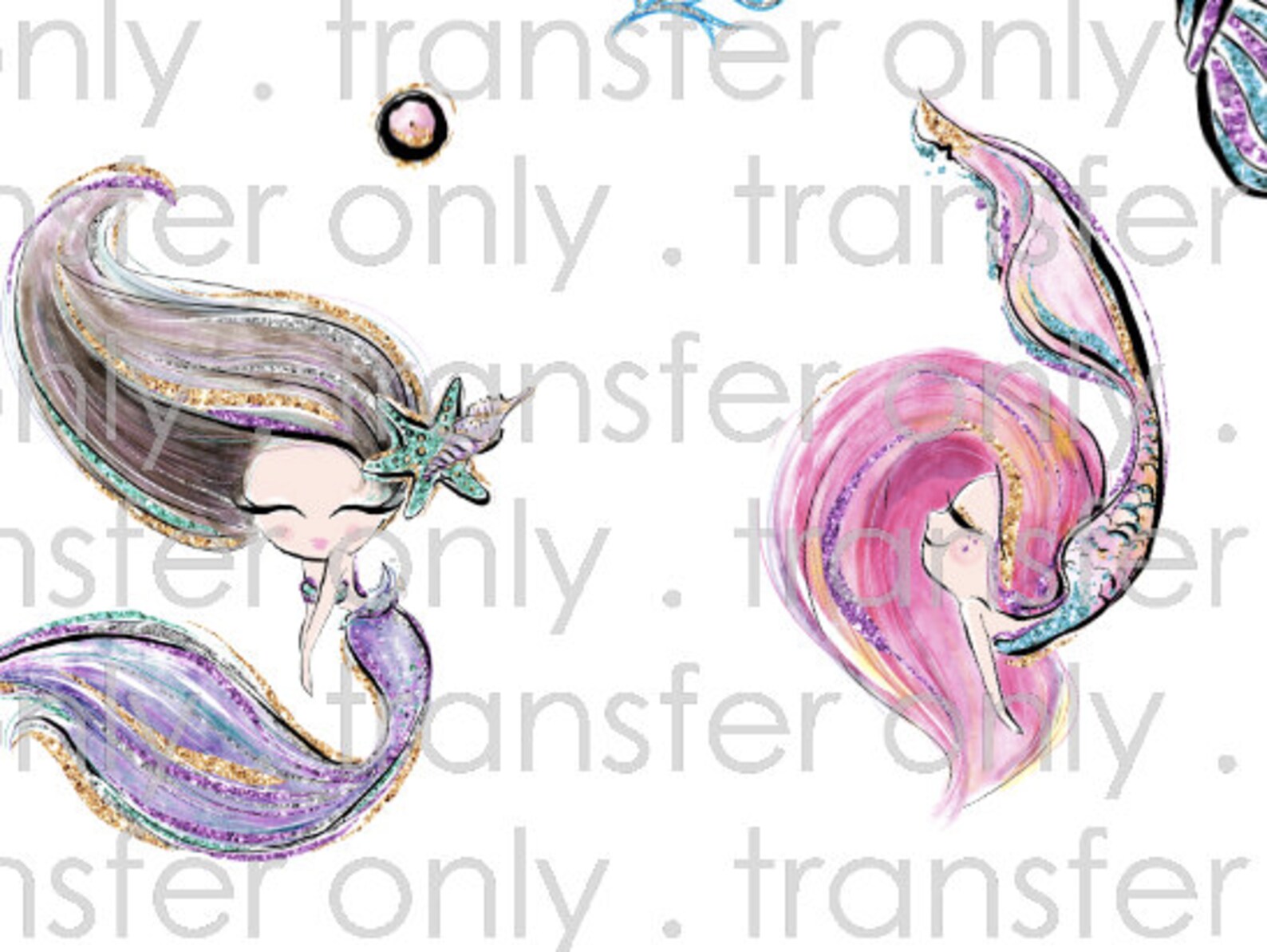 Sticker Sheet Set of 40 Stickers Mermaid Clipart | Etsy