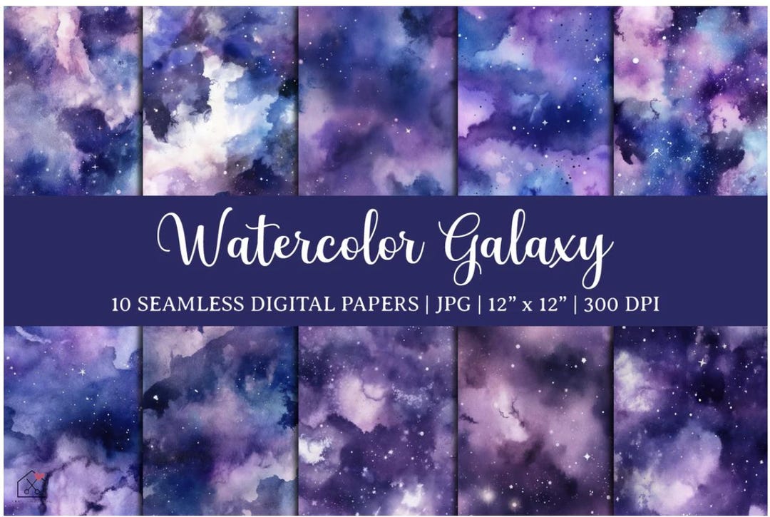 Watercolor Galaxy Digital Paper Seamless File Bundle JPG DIGITAL File ...