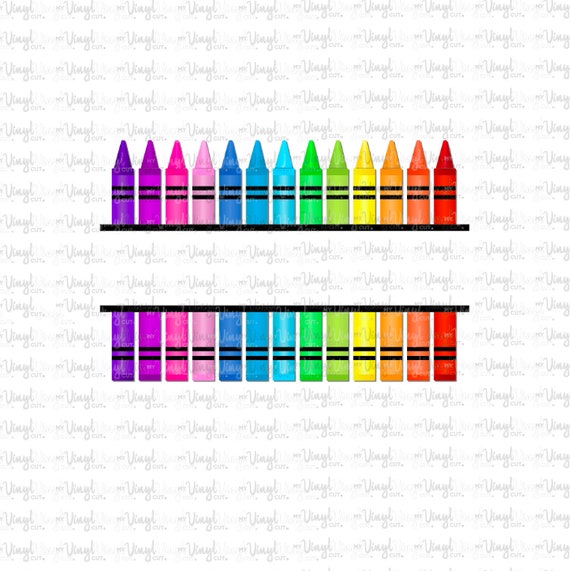 Digital File Split Crayons in a Row Crayons Lined up Space for - Etsy