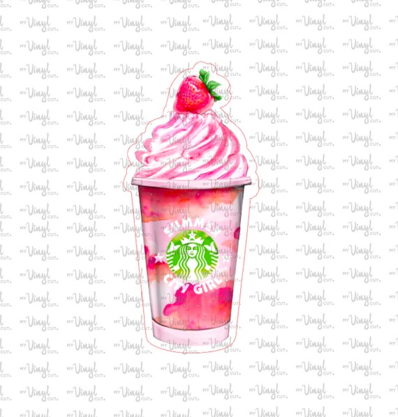 Mini Sticker Pink Drink Whipped Cream Vinyl Decal PRINTED - Etsy