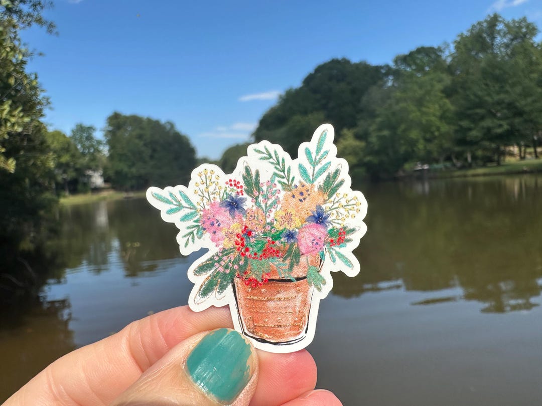 Flower Pots | 3F | Vinyl Sticker Waterproof | Window Cling | Glitter ...