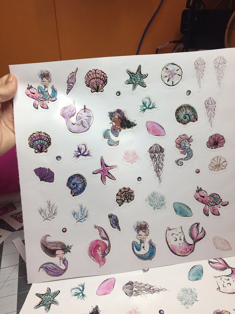 Sticker Sheet Set of 40 Stickers Mermaid Clipart | Etsy