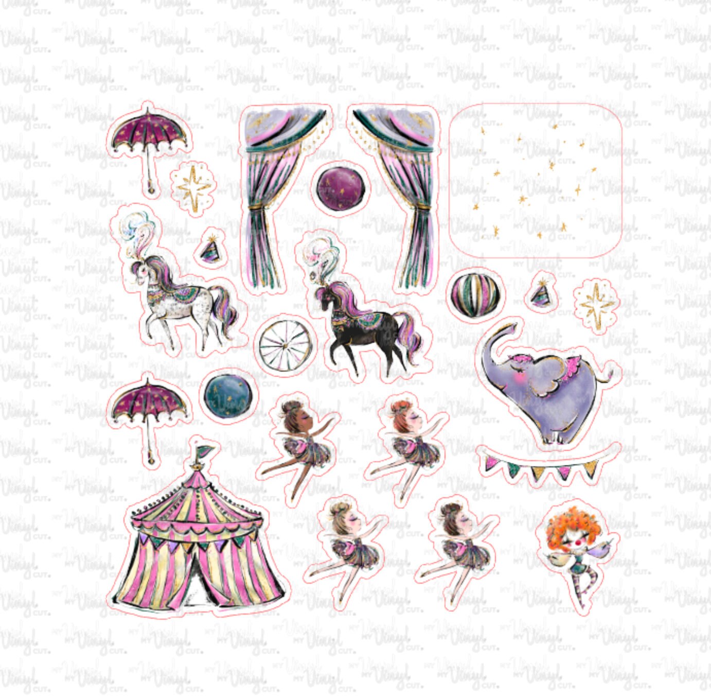 Set of Clings or Stickers CIRCUS Theme 12 X 12 Sheet Set of | Etsy