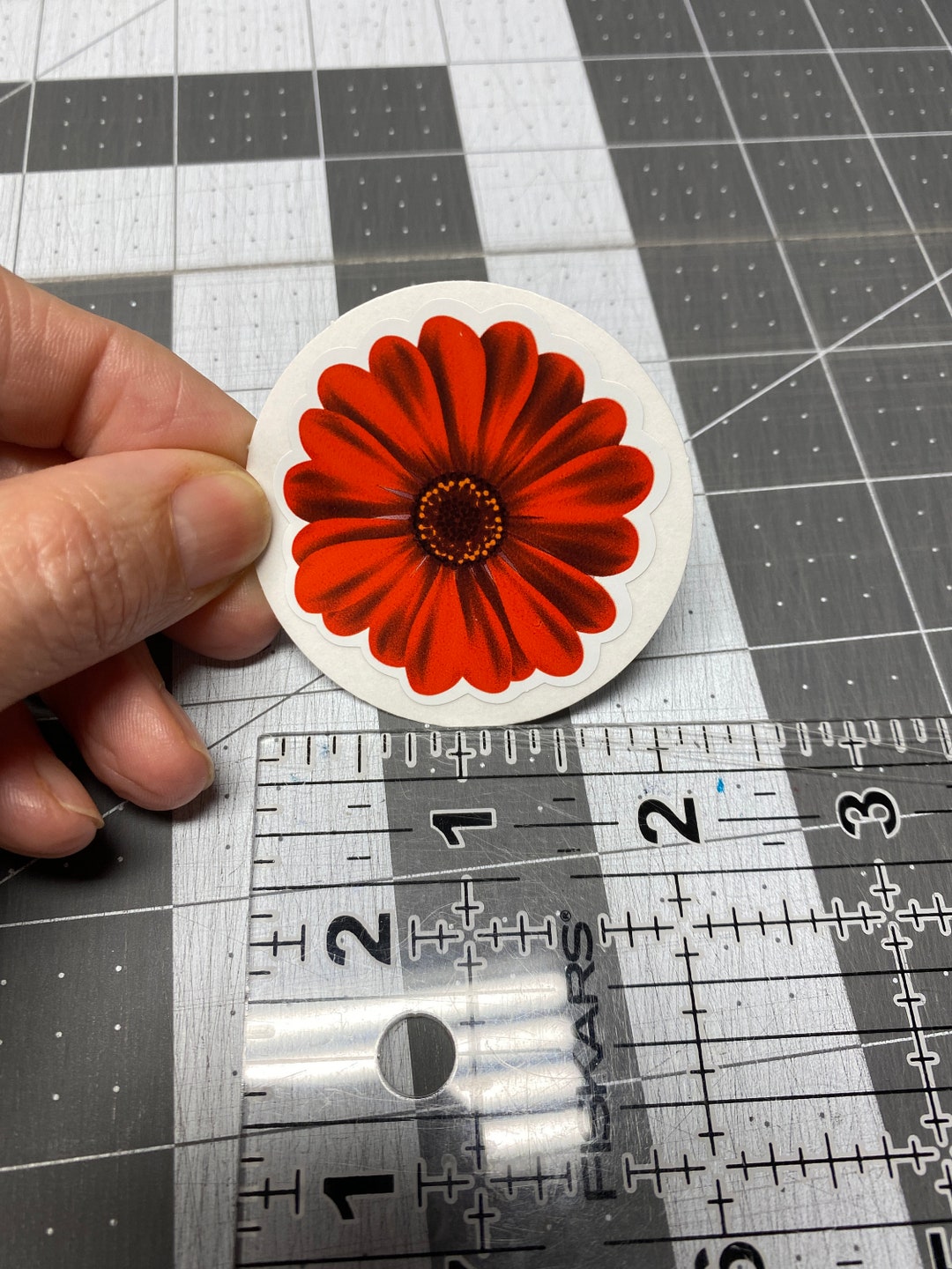 Mini Sticker LF1 Little Red Flower 2 Inch Sticker Permanent Adhesive ...