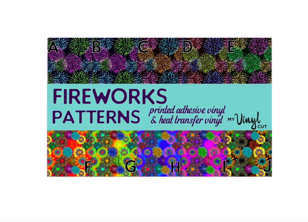 Printed Vinyl FIREWORKS Patterns 12 X 12 Inch Sheet of Heat Transfer ...