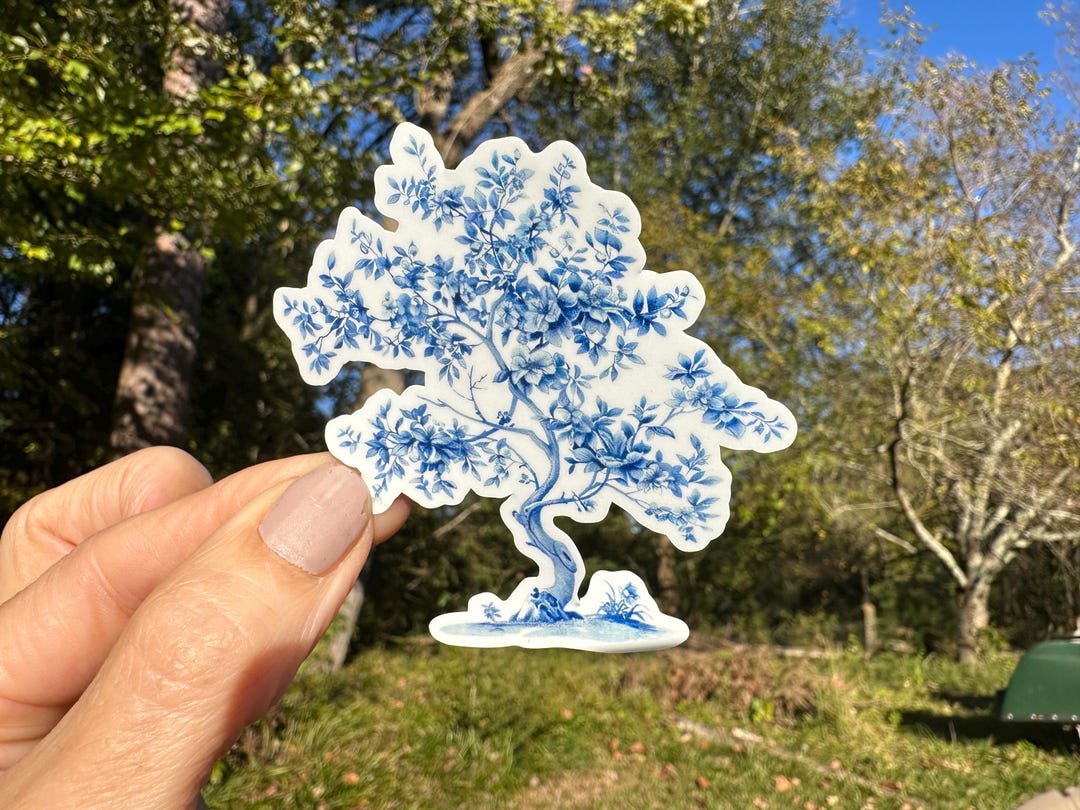 One Vinyl Sticker | 81O | Blue Toile Japanese Maple Tree | Waterproof ...