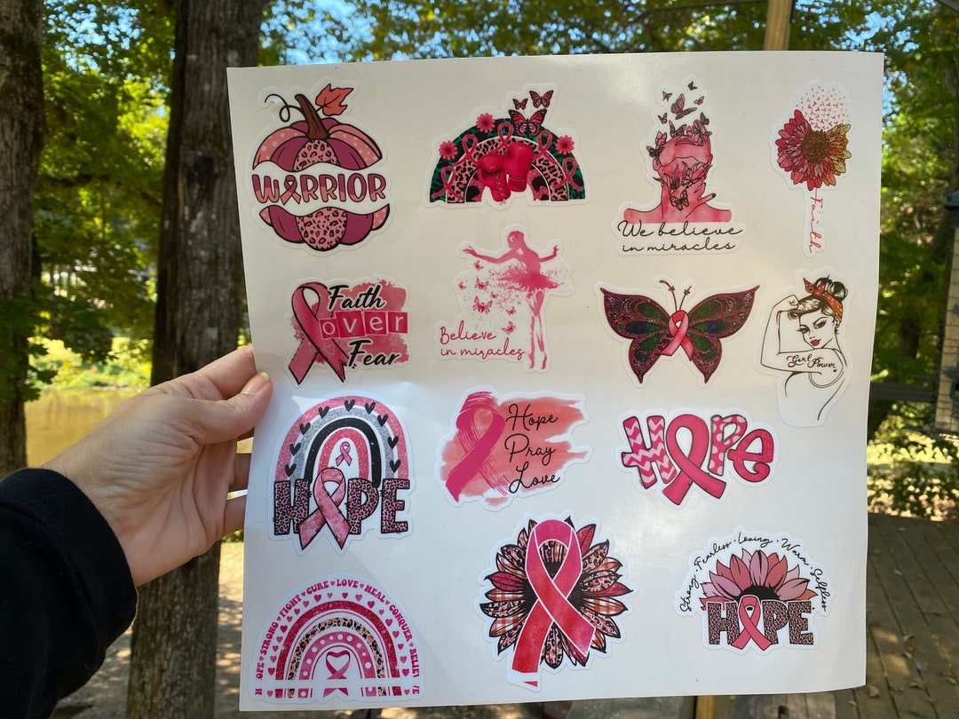 Sticker Sheet Set of 14 Stickers Breast Cancer Awareness Pink Hope Love ...