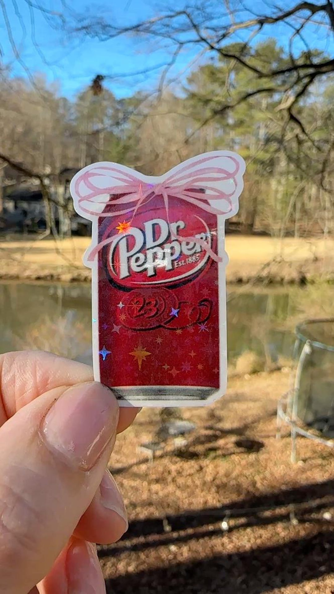 Sticker Sparkling Soda Can With Pink Coquette Bow Printed Vinyl Glitter ...
