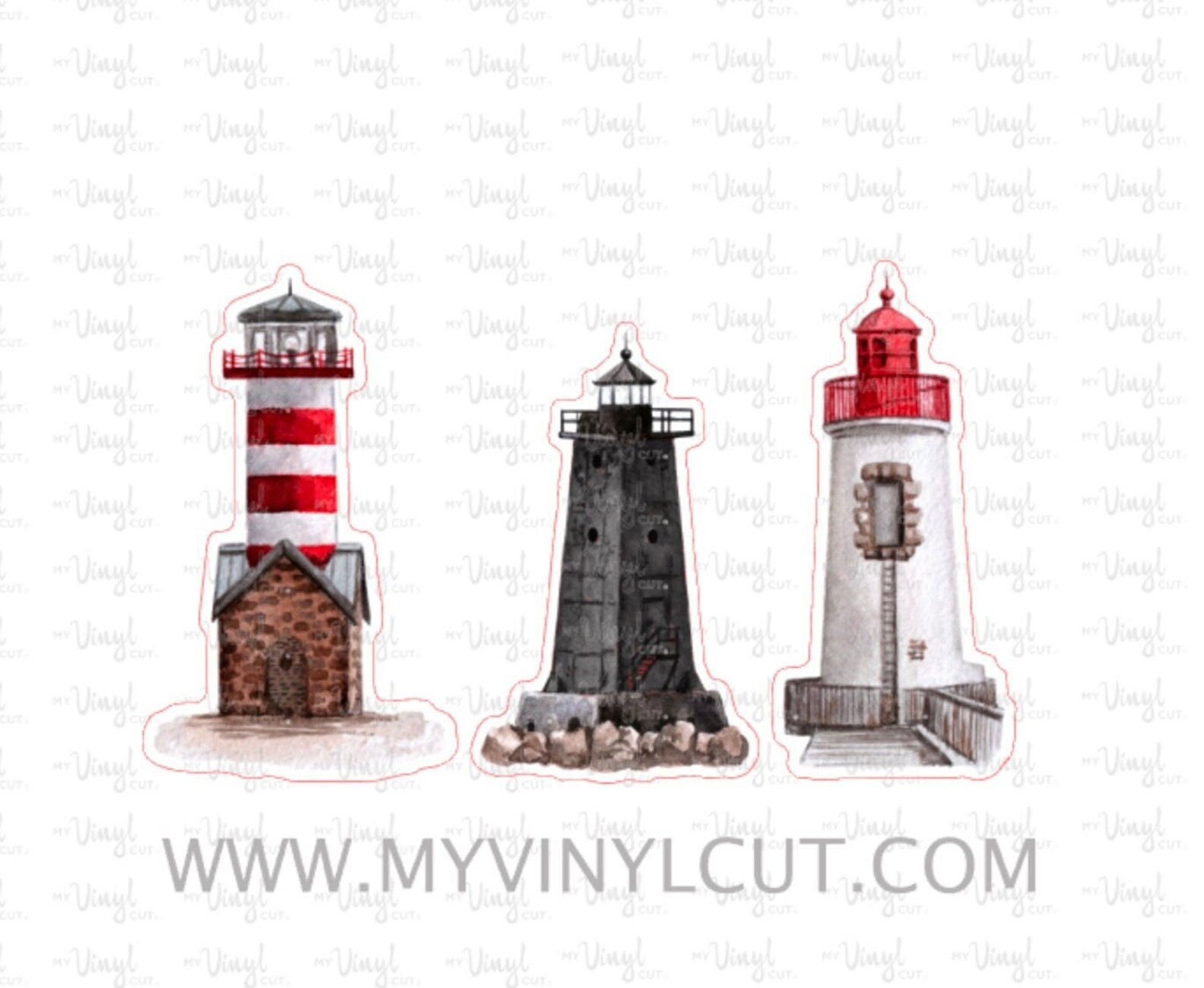 Sticker Set 24J 3 Lighthouses Waterproof Vinyl Sticker - Etsy